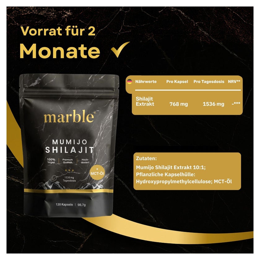 Mumijo Shilajit – 120 Kapseln |Shilajit-Extrakt mit MCT-Öl 120 g ...