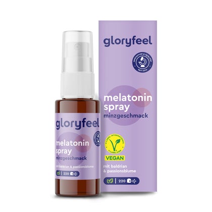 gloryfeel® Melatonin Spray - mit Baldrian, Lavendel + Melissen Extrakt ...