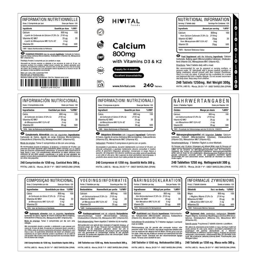 Calcium 800 mg mit Vitamin D3 und K2 | 240 Tabletten 240 St günstig ...