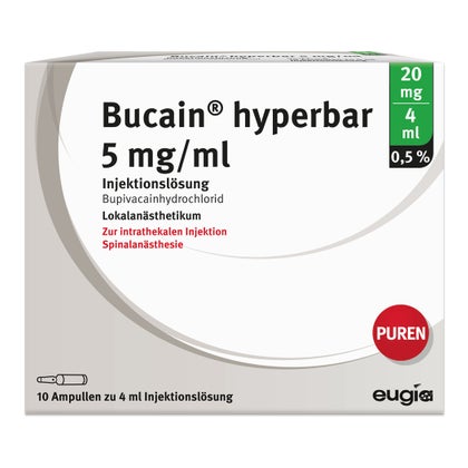 BUCAIN hyperbar 0,5% 5mg/ml Inj.L.20mg/4ml Gl.Amp. 10X4 ml kaufen mit E ...