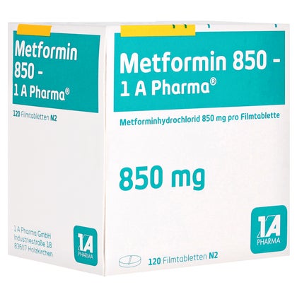Metformin 850-1a Pharma Filmtabletten 120 St kaufen mit E-Rezept | medpex