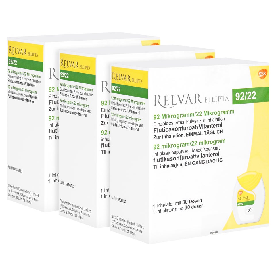 RELVAR Ellipta 92 Mikrogramm/22 Mikrogramm Inh.-P. 3X30 St kaufen mit E ...