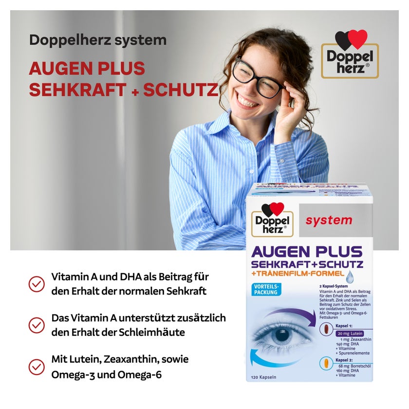 Doppelherz system Augen Plus Sehkraft + Schutz + Tränenfilm-Formel 120 ...