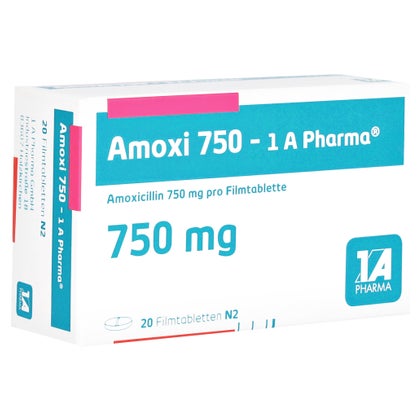 Amoxi 750-1a Pharma Filmtabletten 20 St kaufen mit E-Rezept | medpex
