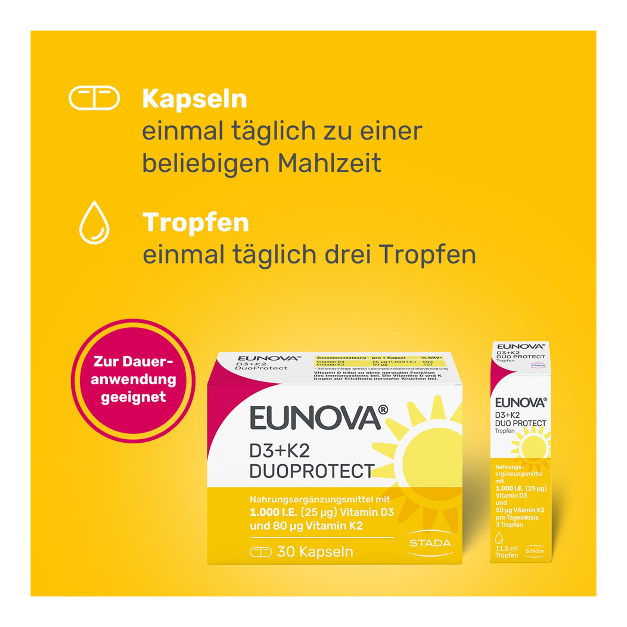 Erfahrungen zu Eunova Duoprotect D3+k2 1000 I.E./80 µg Kapseln | medpex