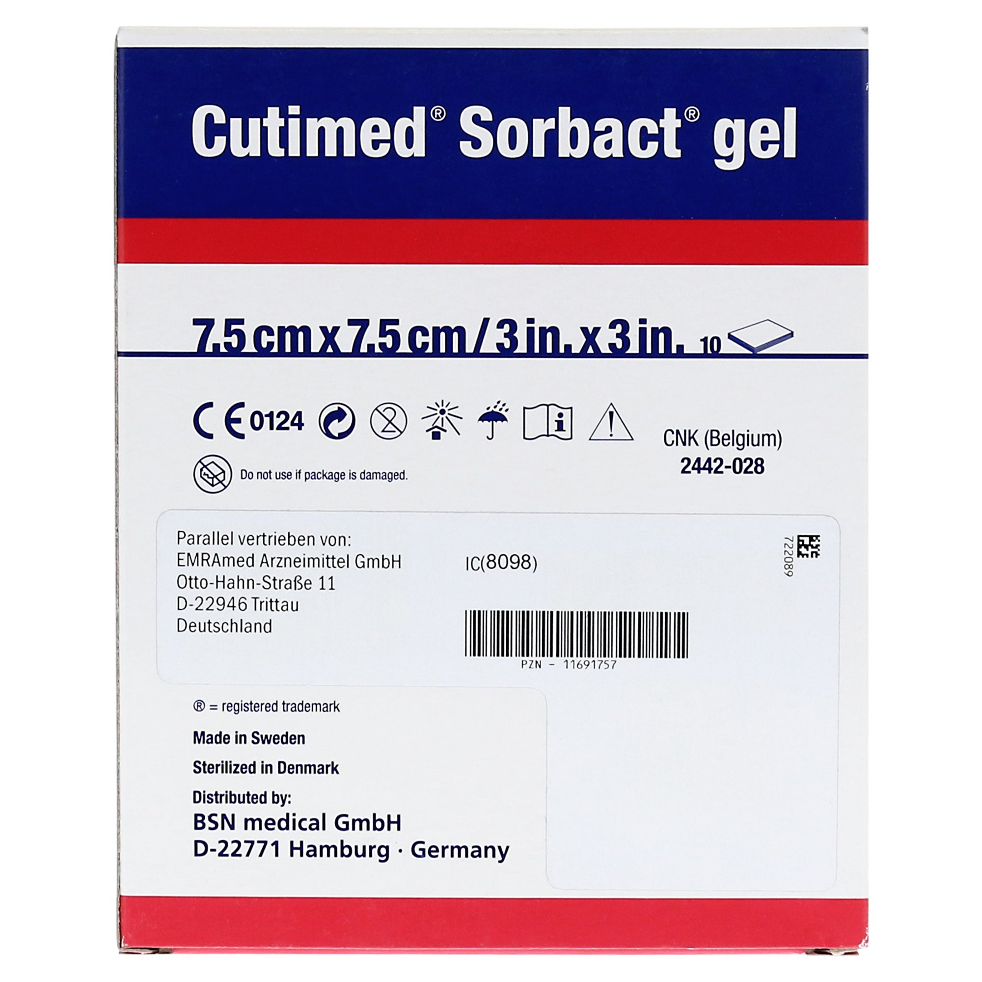CUTIMED Sorbact Gel Kompressen 7,5x7,5 cm | medpex
