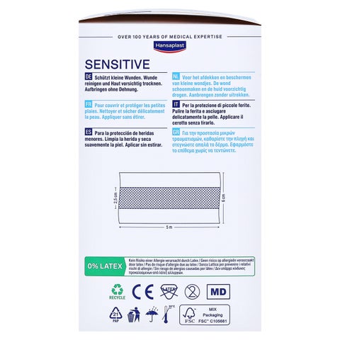 HANSAPLAST Sensitive Pflaster 6 cmx5 m Rolle | medpex