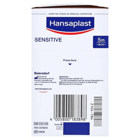 HANSAPLAST Sensitive Pflaster 6 cmx5 m Rolle | medpex