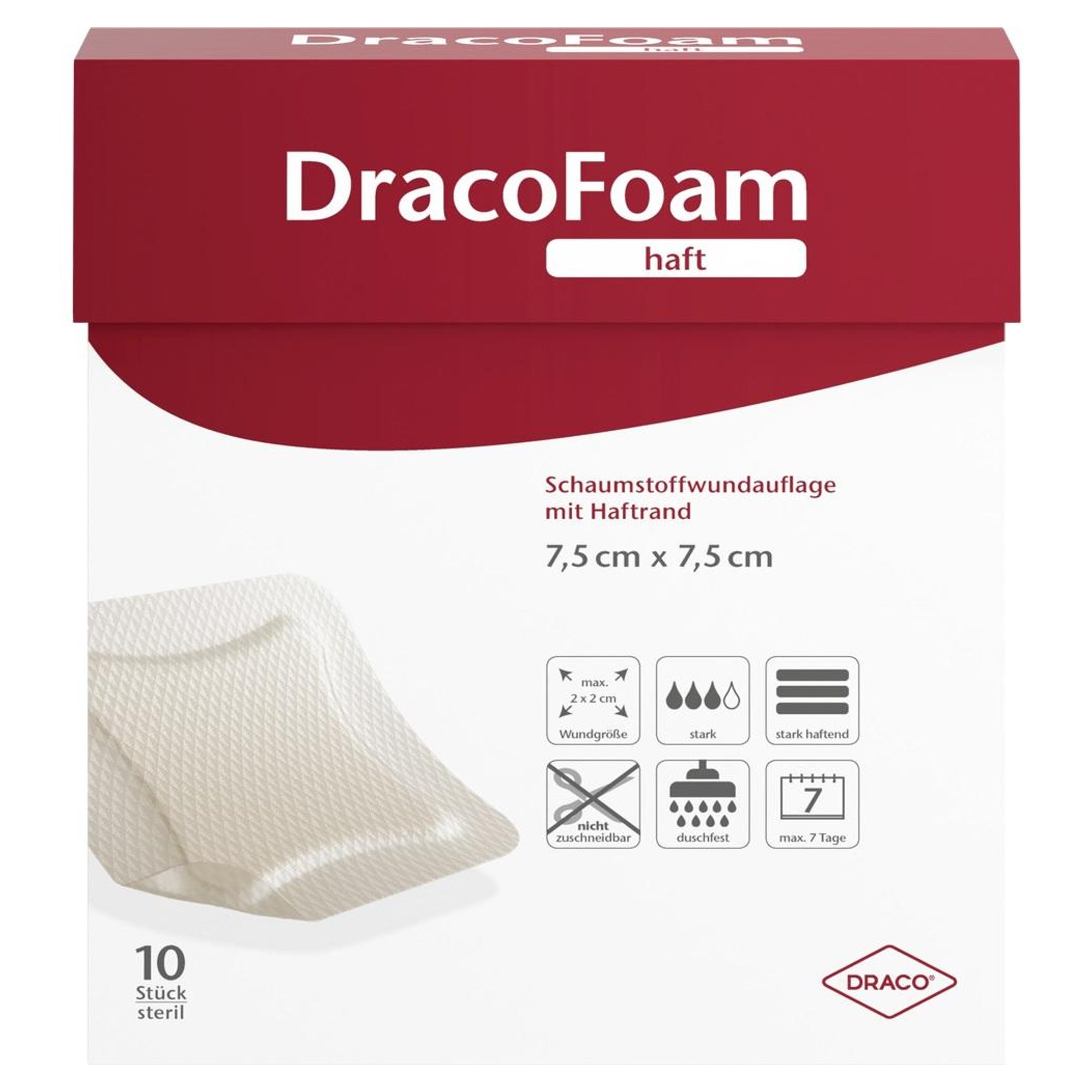 Erfahrungen zu DRACOFOAM Haft Schaumstoff Wundaufl.7,5x7,5 cm | medpex