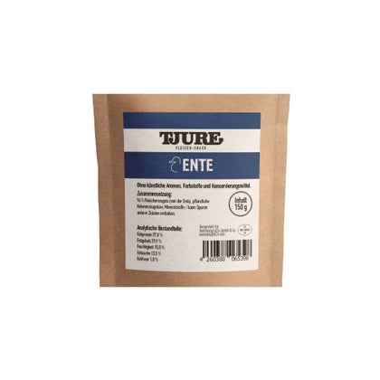 Tjure Hund - Snack Ente 150 g | Ideale Größe | proteinreiche Belohnung ...