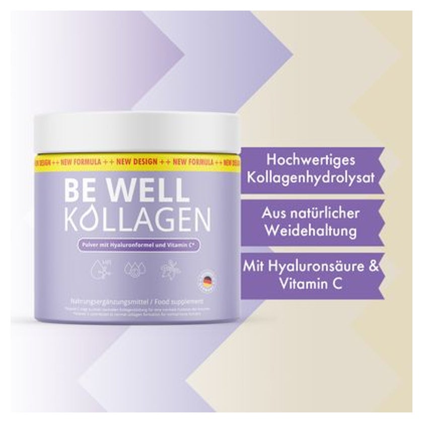 Be Well Kollagen Pulver | mit Vitamin C & Hyaluronformel 300 g günstig ...